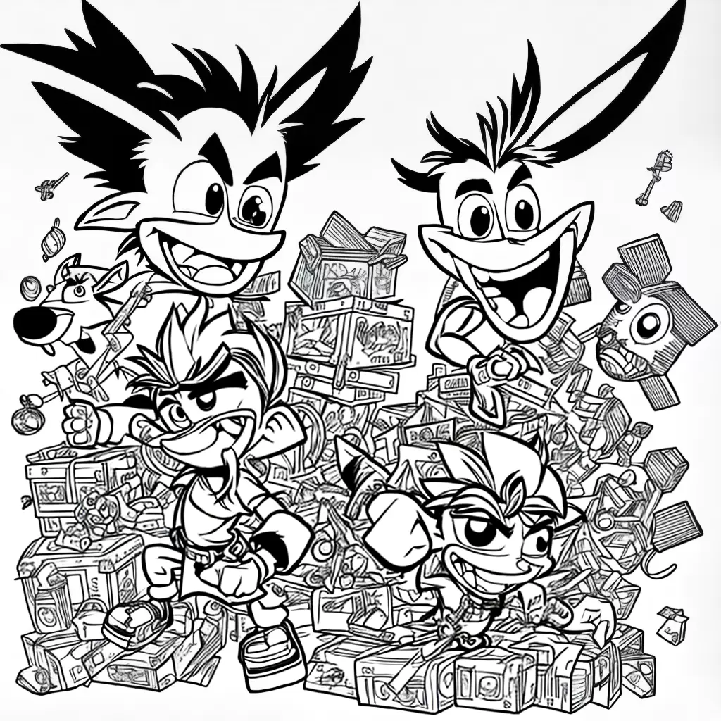 Crash Bandicoot - 18 Desenhos para Imprimir e Colorir