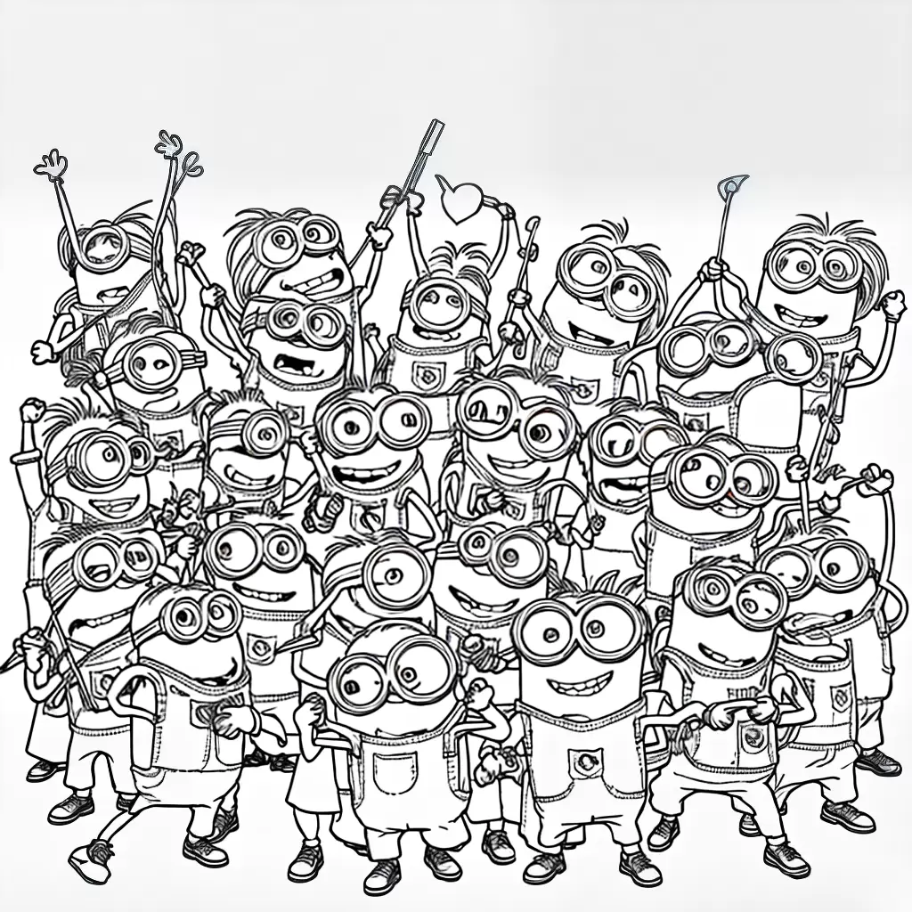 16 Desenhos para Imprimir e Colorir de Minions Rindo