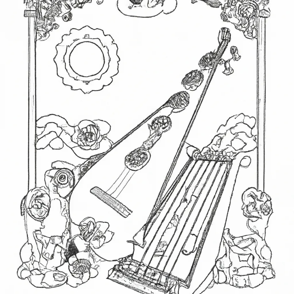 Desenhos de GUZHENG Chinês para Imprimir e Pintar: Encantos do Oriente!