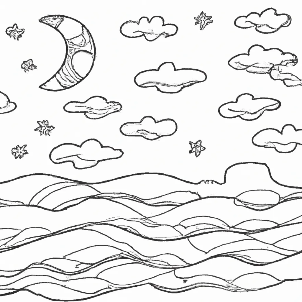 Desenhos do Céu à Noite para Imprimir e Colorir Grátis