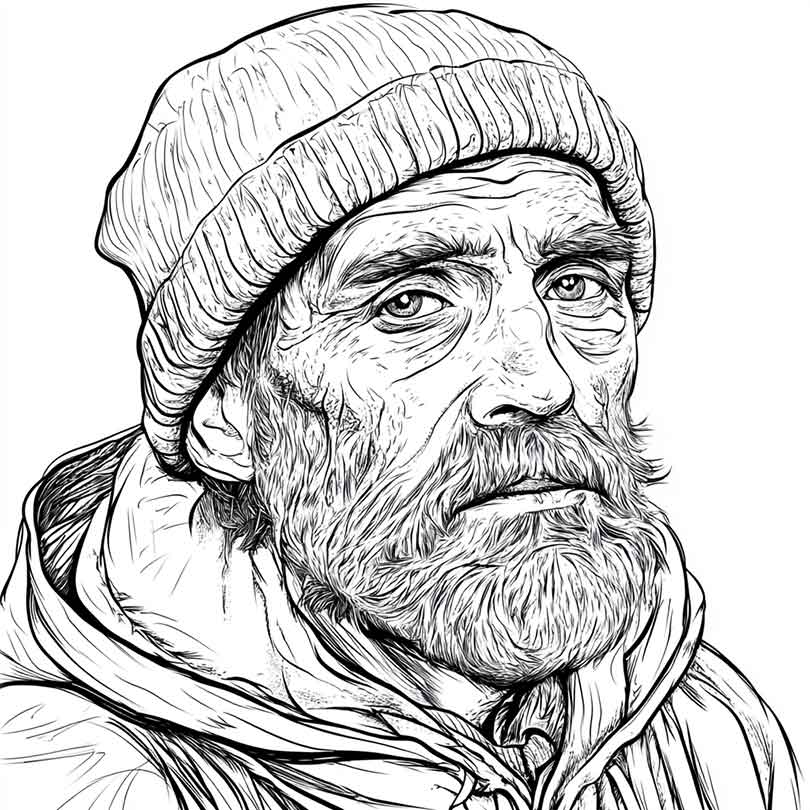 Desenhos GRÁTIS de Mendigo para Imprimir e Colorir/Pintar