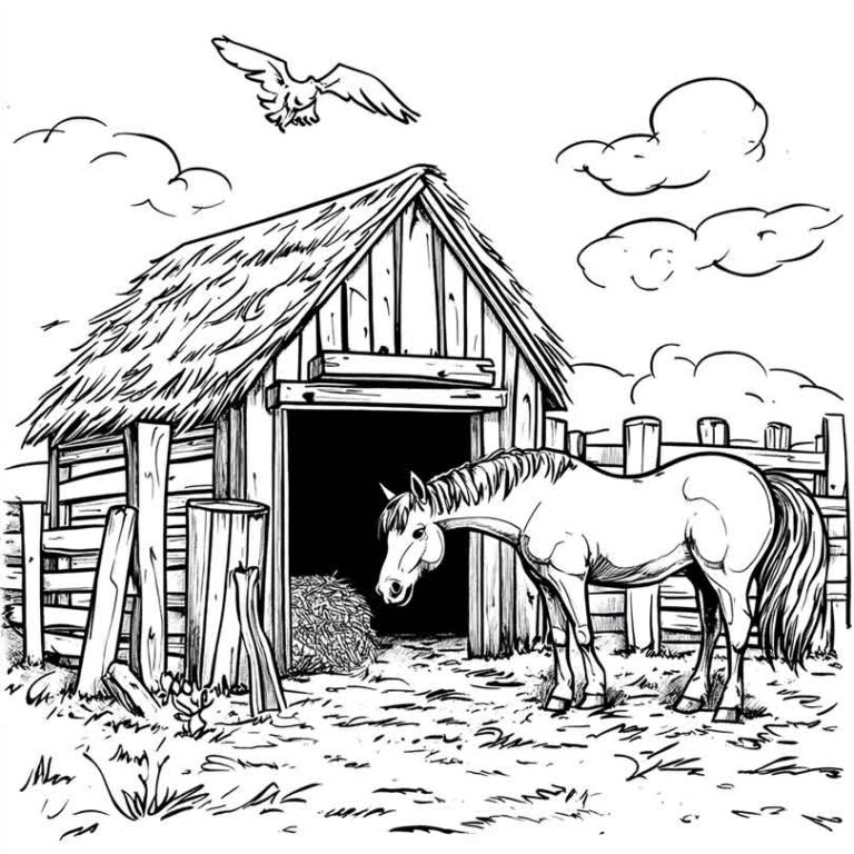 Desenhos GRÁTIS de Estábulo para Imprimir e Colorir/Pintar