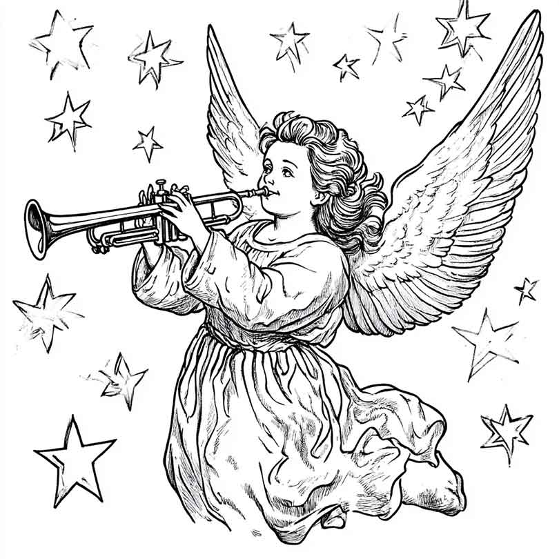 Desenhos GRÁTIS de Anjos da Guarda para Imprimir e Colorir/Pintar