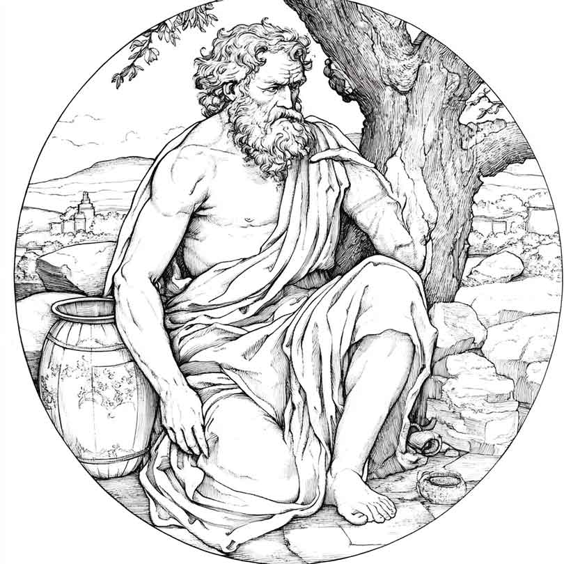 Desenhos de Diógenes para Imprimir e Colorir/Pintar