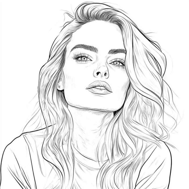 Desenhos de Margot Robbie para Imprimir e Colorir/Pintar