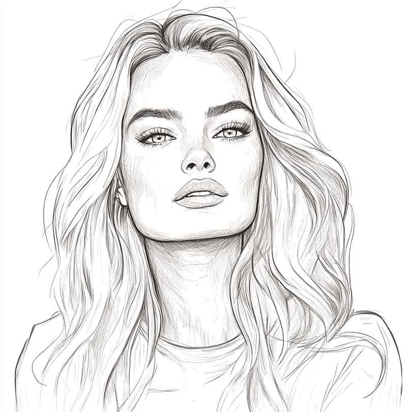 Desenhos de Margot Robbie para Imprimir e Colorir/Pintar
