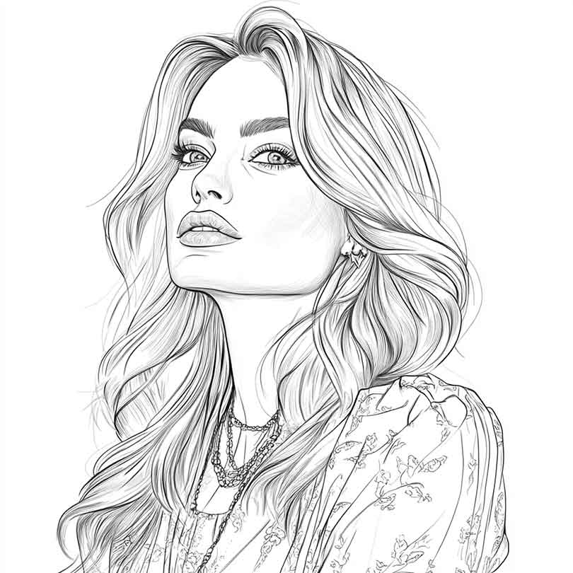 Desenhos de Margot Robbie para Imprimir e Colorir/Pintar