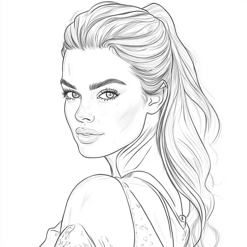 Desenhos de Margot Robbie para Imprimir e Colorir/Pintar