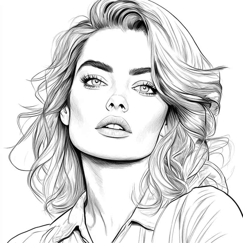 Desenhos de Margot Robbie para Imprimir e Colorir/Pintar