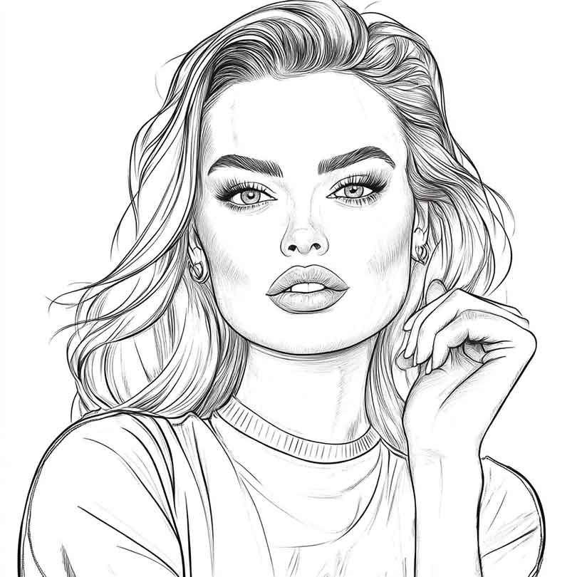 Desenhos de Margot Robbie para Imprimir e Colorir/Pintar
