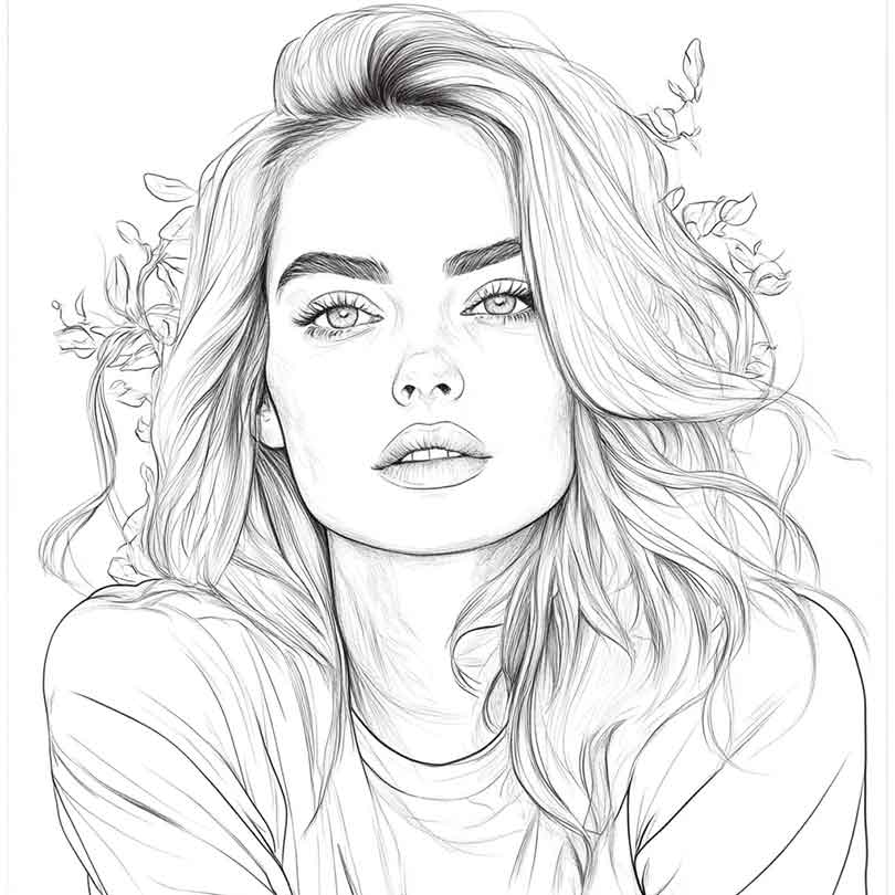 Desenhos de Margot Robbie para Imprimir e Colorir/Pintar