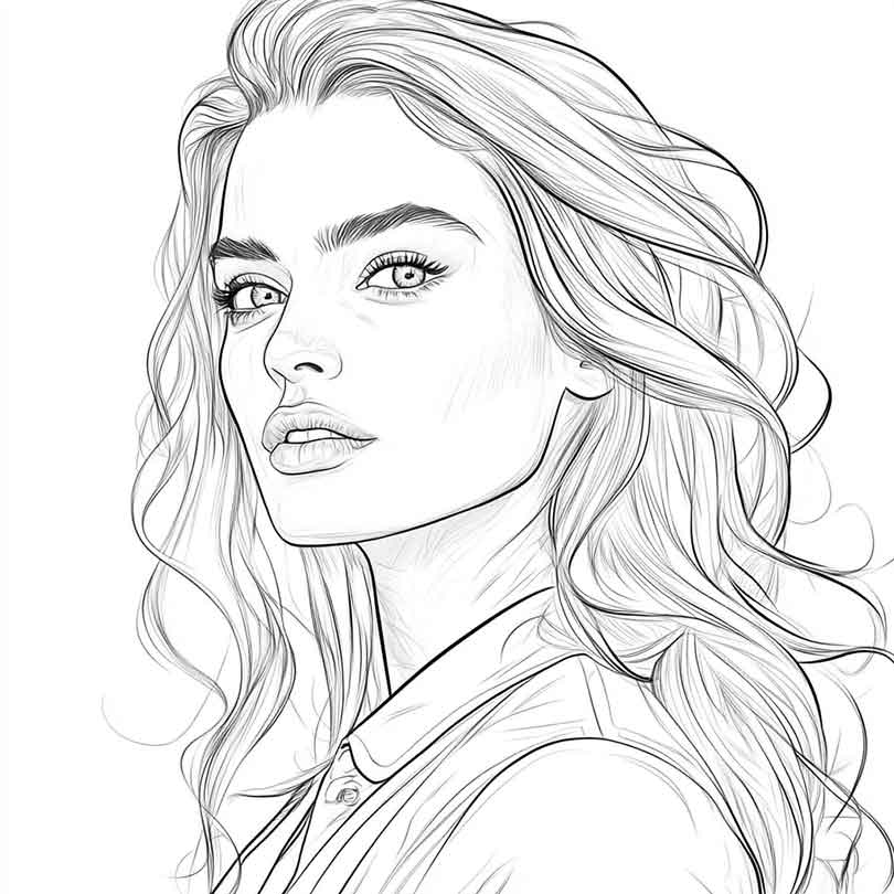 Desenhos de Margot Robbie para Imprimir e Colorir/Pintar