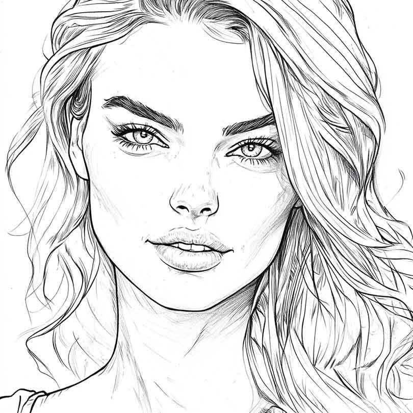 Desenhos de Margot Robbie para Imprimir e Colorir/Pintar