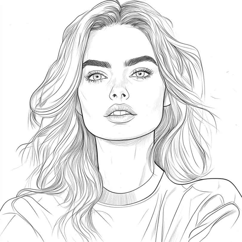 Desenhos de Margot Robbie para Imprimir e Colorir/Pintar