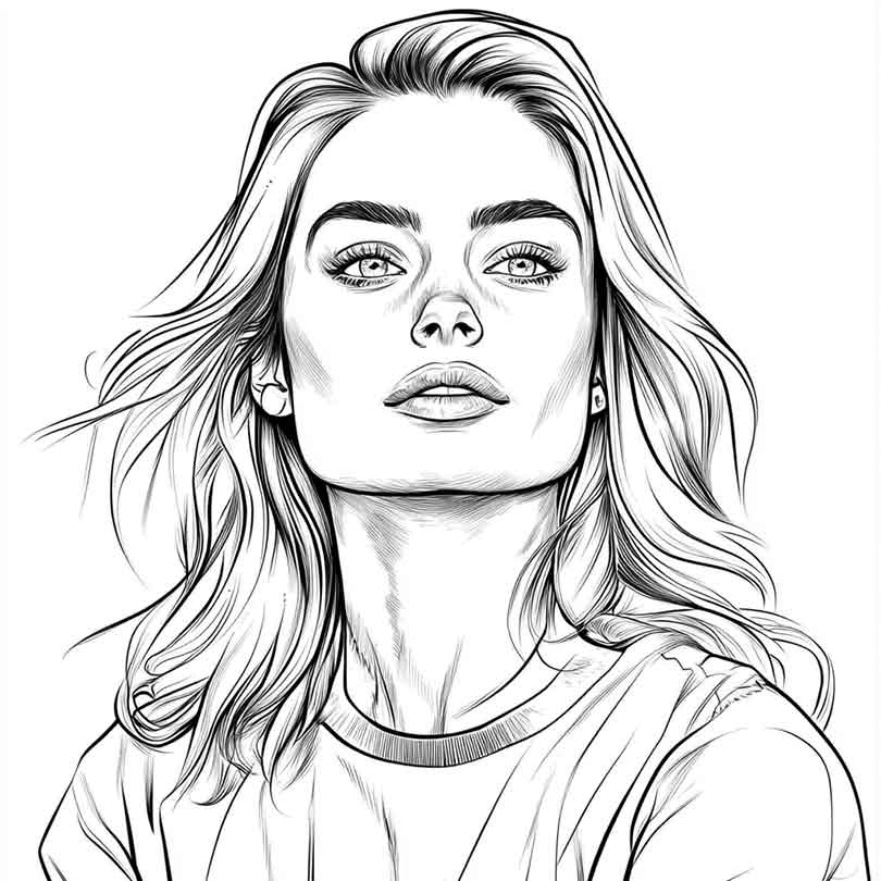 Desenhos de Margot Robbie para Imprimir e Colorir/Pintar