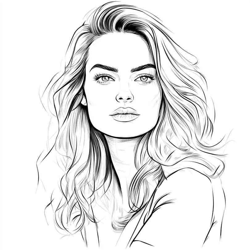 Desenhos de Margot Robbie para Imprimir e Colorir/Pintar