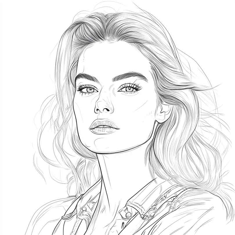 Desenhos de Margot Robbie para Imprimir e Colorir/Pintar