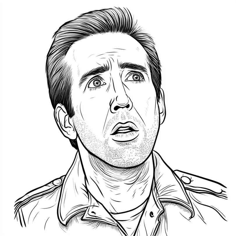 Desenhos de Nicolas Cage para Imprimir e Colorir/Pintar