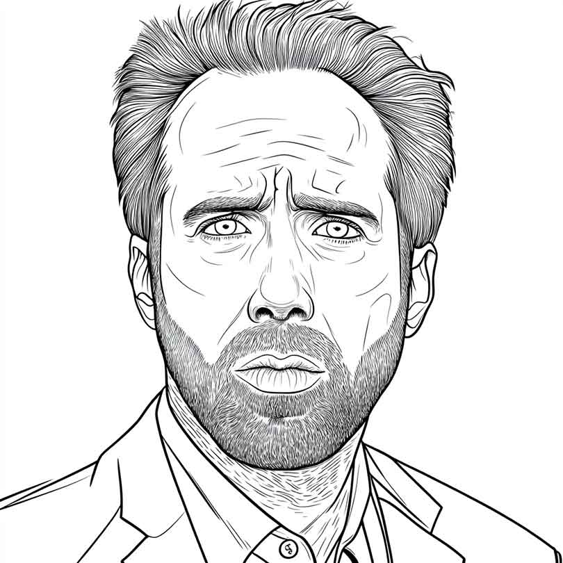 Desenhos de Nicolas Cage para Imprimir e Colorir/Pintar