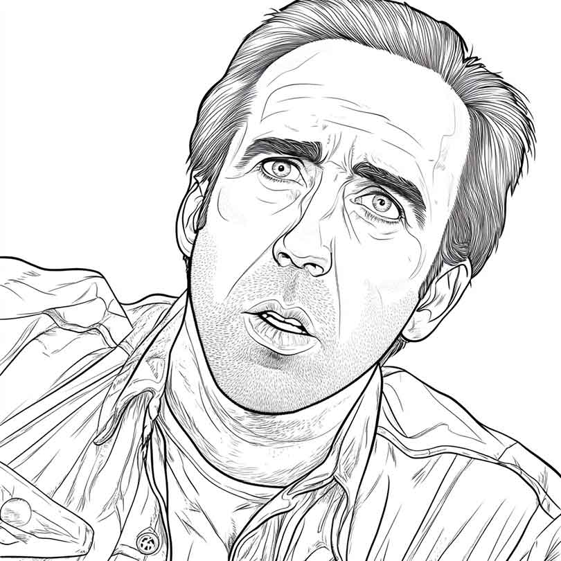Desenhos de Nicolas Cage para Imprimir e Colorir/Pintar