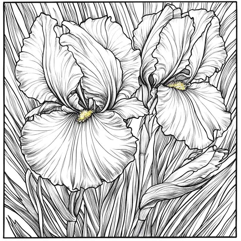 Desenhos da Flor de Iris para Imprimir e Colorir/Pintar