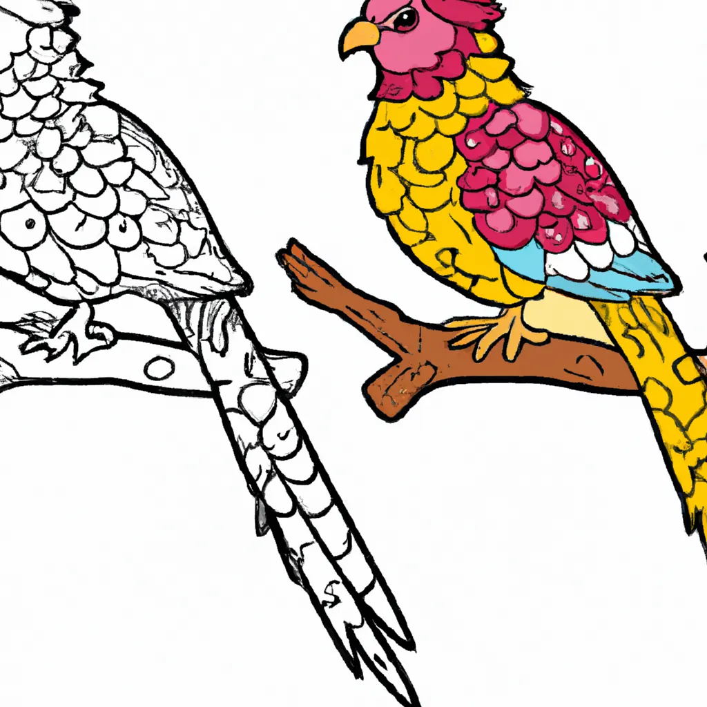 Desenhos de Faisões Coloridos para Imprimir e Colorir