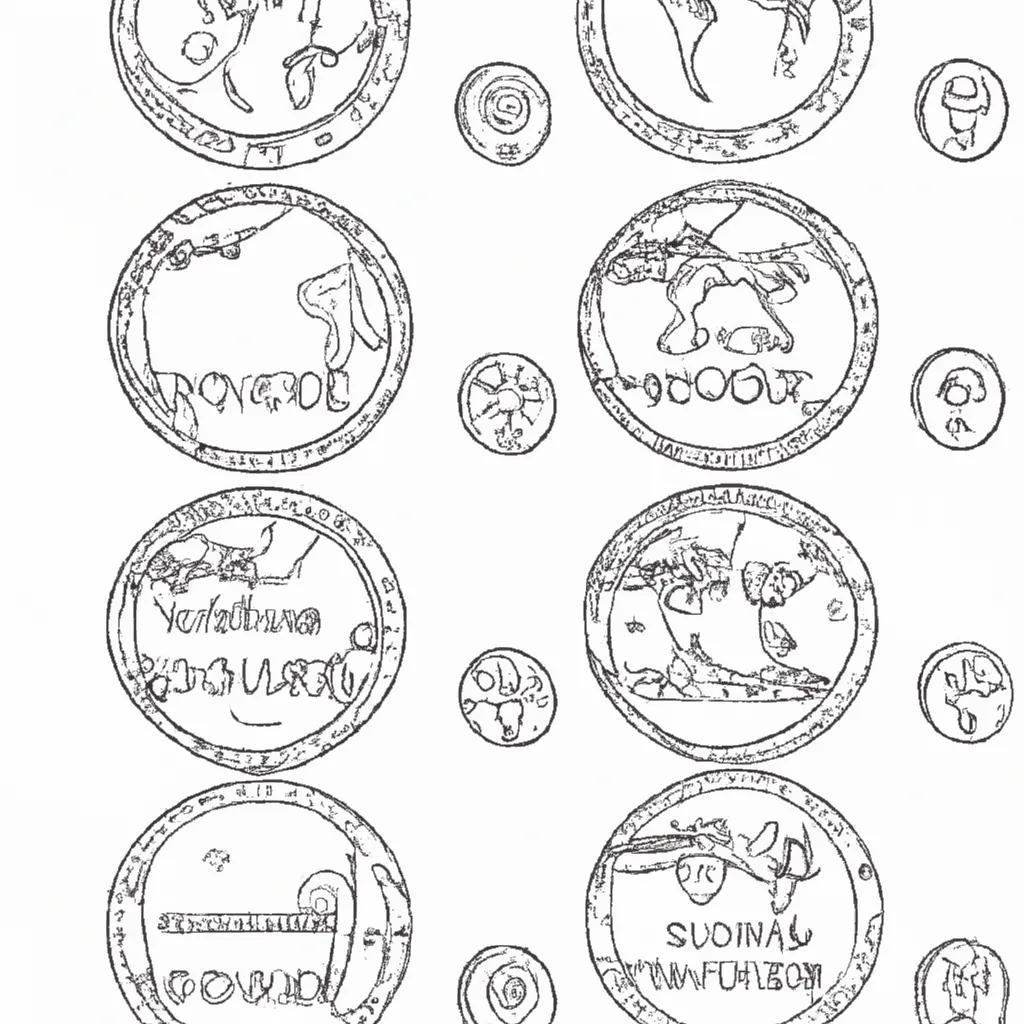 Desenhos de Moedas do Mundo para Imprimir e Colorir