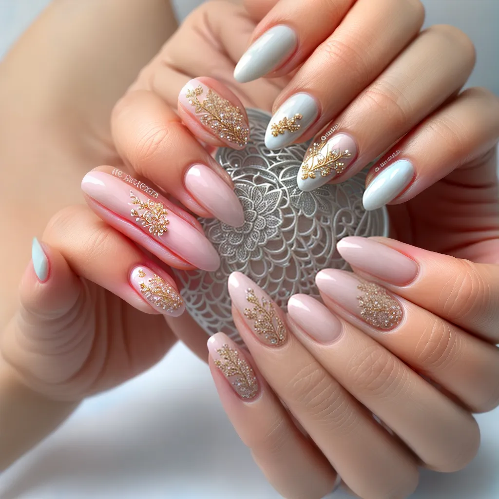 Unhas decoradas com temas de jardim zen