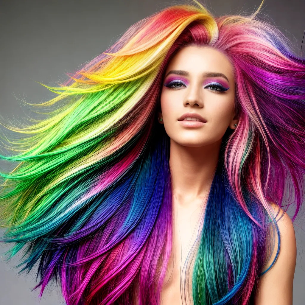 Cabelos com mechas arco-íris