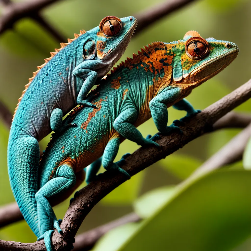 O camaleão e sua habilidade de mudar de cor para se camuflar no ambiente