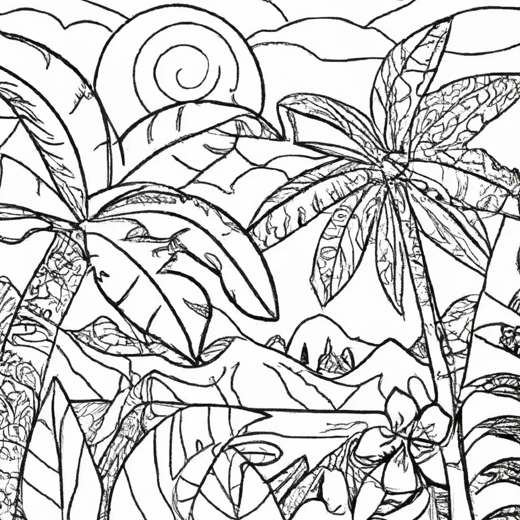 Pinte Seu Próprio Paraíso: Desenhos De Paisagens Tropicais Para Colorir