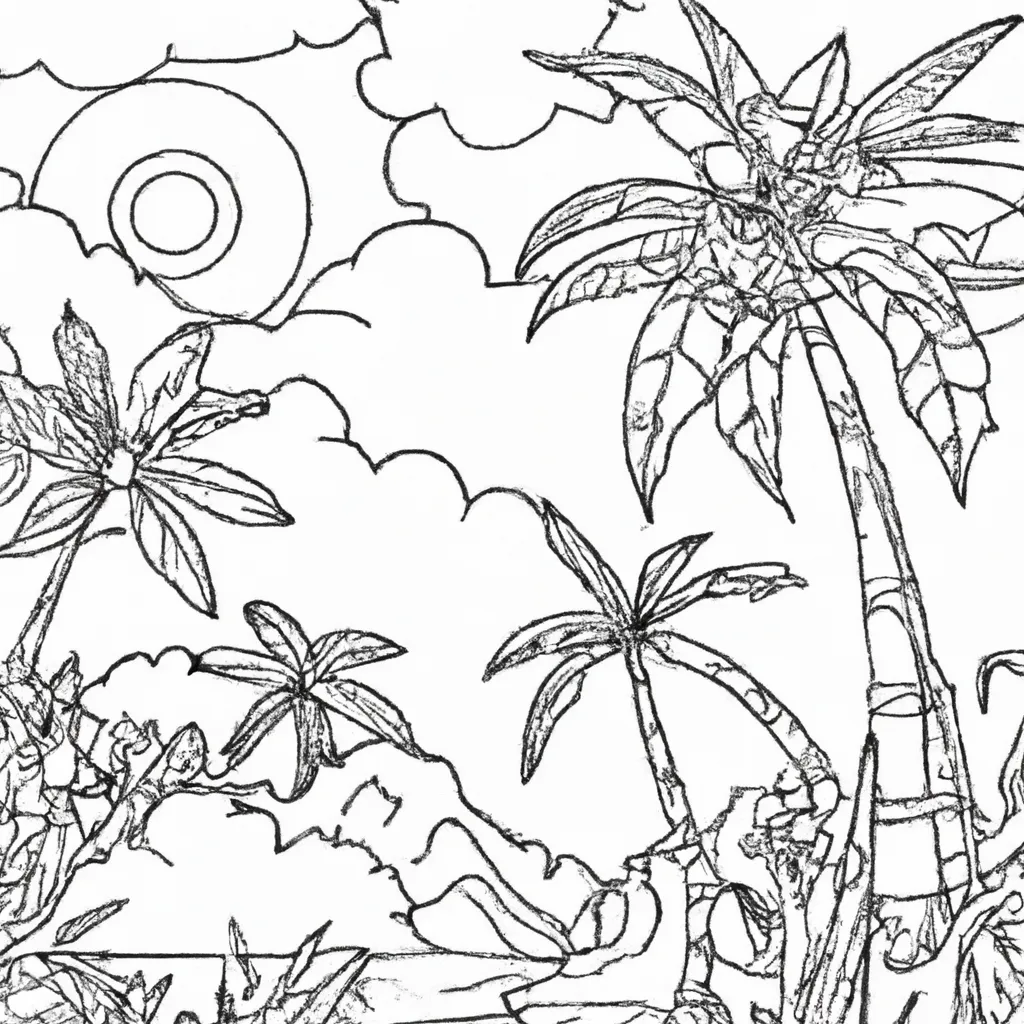 Pinte Seu Próprio Paraíso: Desenhos De Paisagens Tropicais Para Colorir