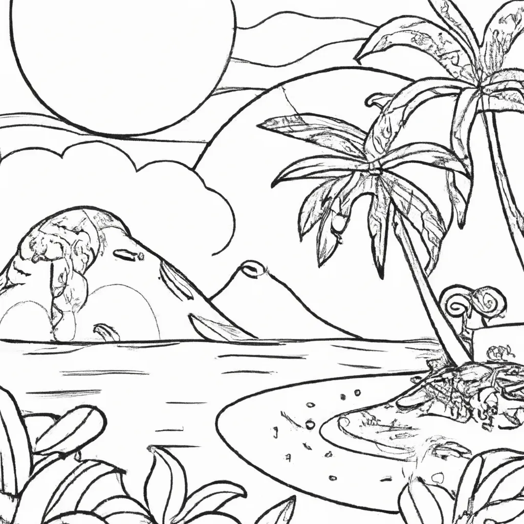 Pinte Seu Próprio Paraíso: Desenhos De Paisagens Tropicais Para Colorir