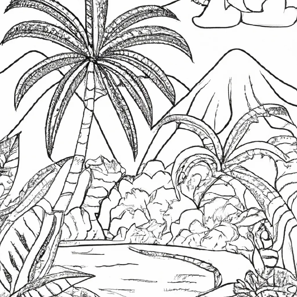 Pinte Seu Próprio Paraíso: Desenhos De Paisagens Tropicais Para Colorir