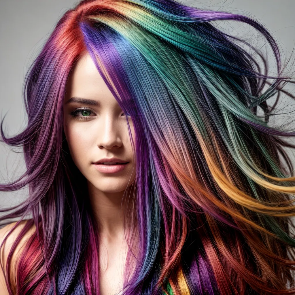 Cabelo com efeito de arco-íris degradê